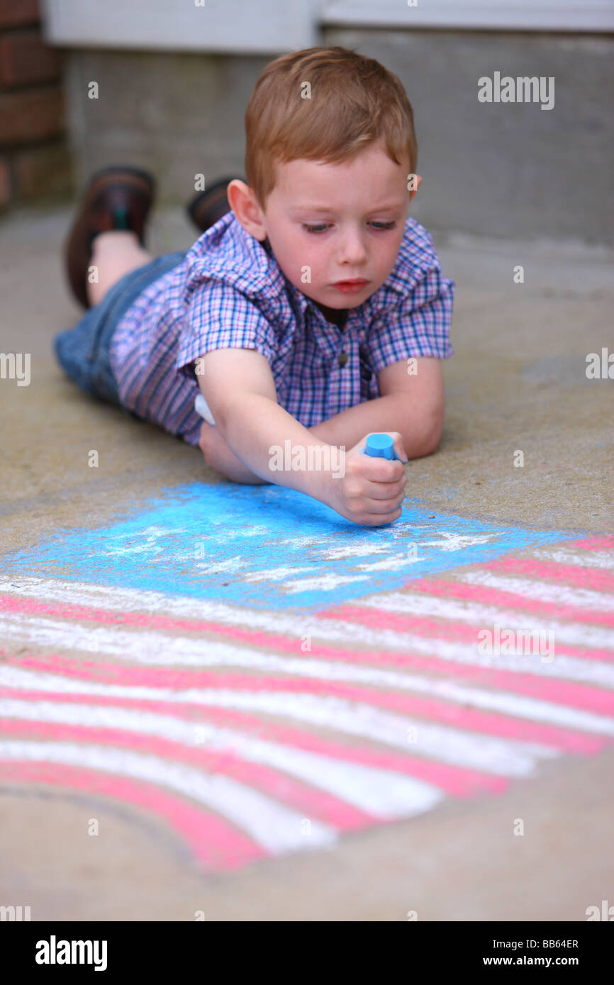 Sidewalk chalk drawing american flag hi-res stock photography and ...