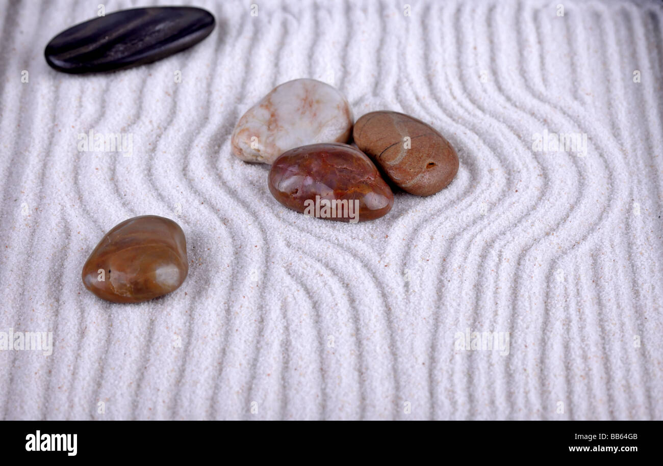 Japanese zen garden for contemplation and thought lines with stones ...