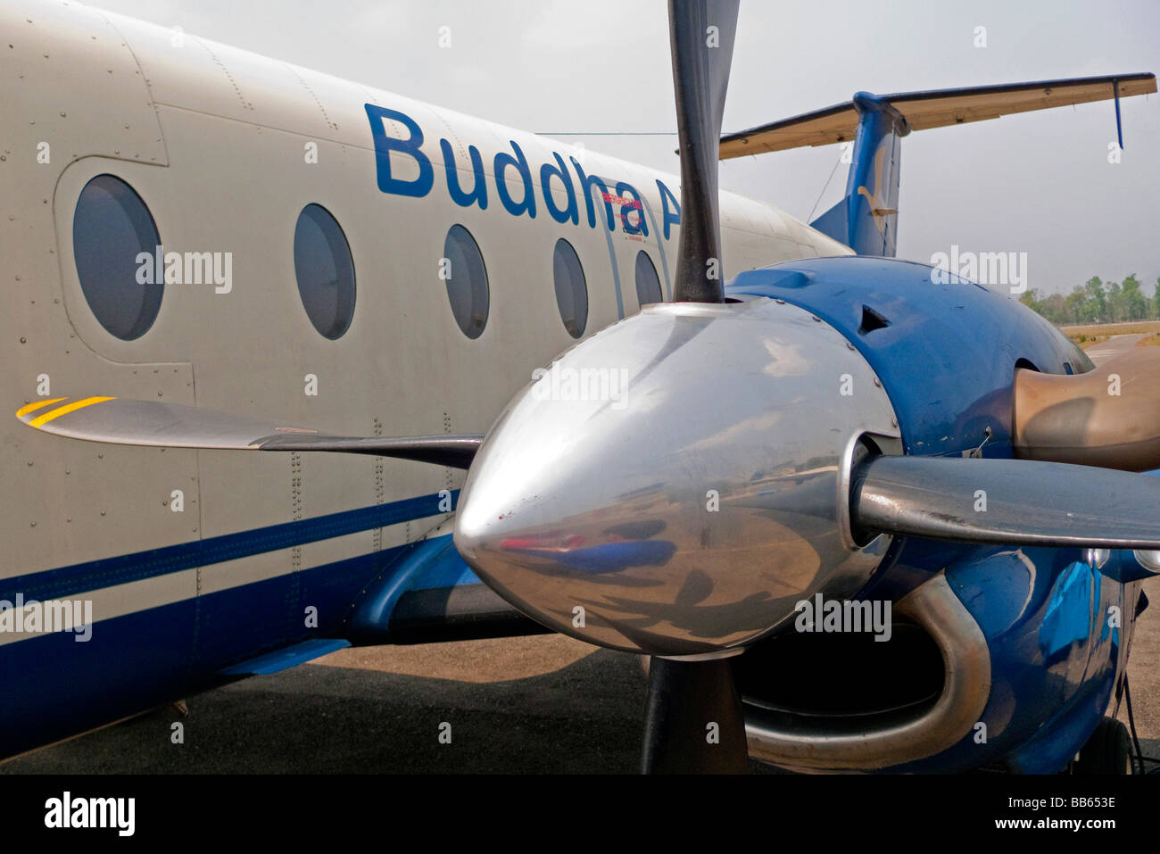 Buddha Airline outside aircraft view. Nepal. View horizontal Buddha Air ...