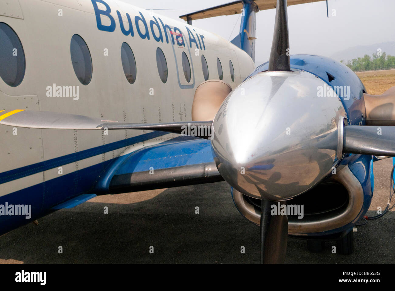Buddha Airline outside aircraft view. Nepal. View horizontal Buddha Air ...