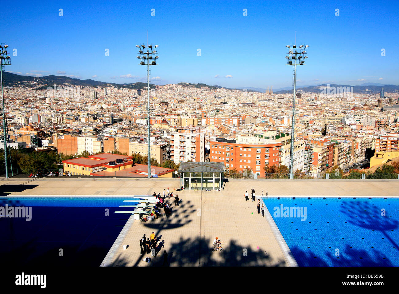 Barcelona,Catalonia,Spain;Olympic swimming pools in Parc Montjuic Stock ...