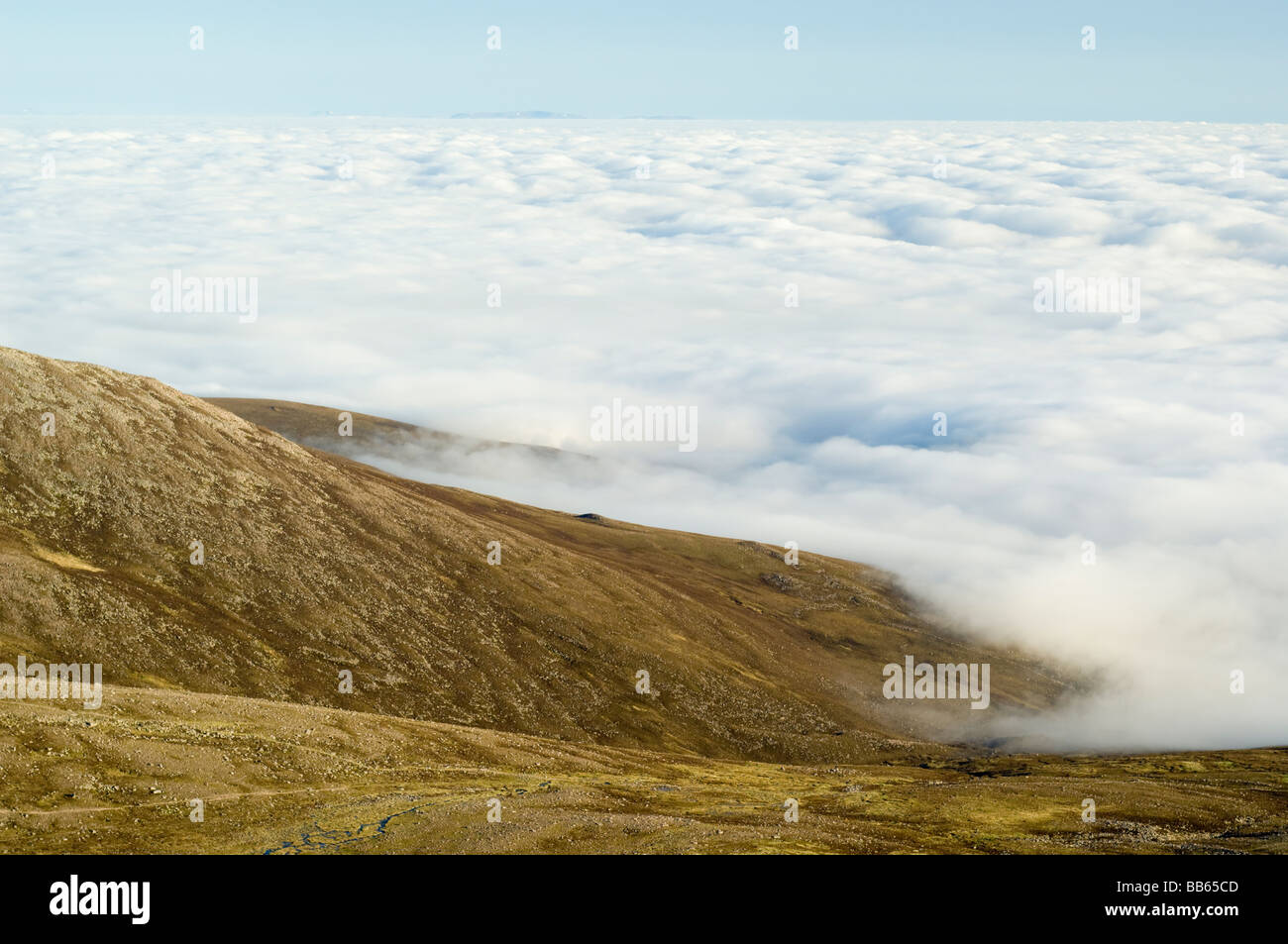Layer of inversion fog, or low cloud, over Glen More and the Spey ...