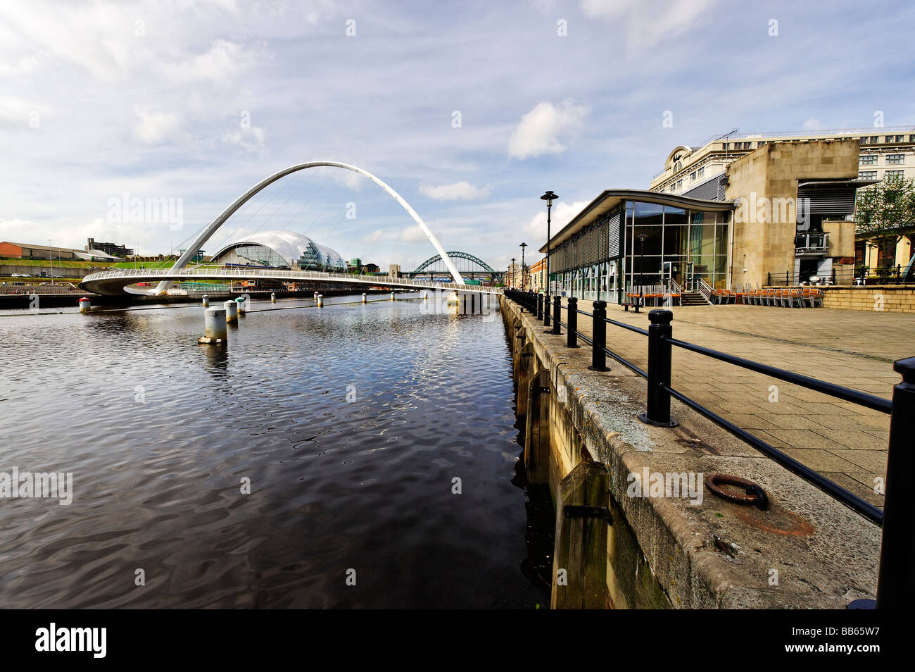 River Tyne and Millennium Bridge from Newcastle Quayside Stock Photo ...