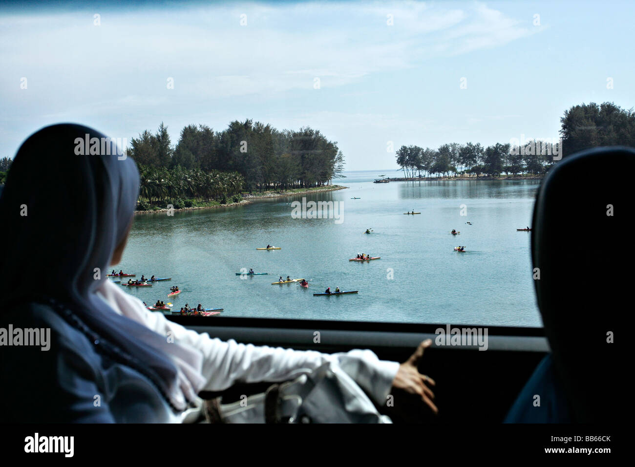 Looking out from a bus window Stock Photo - Alamy