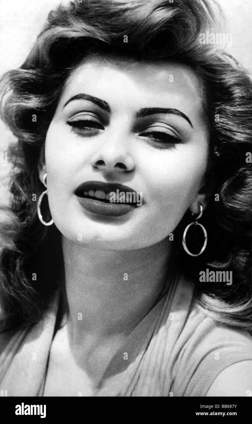 Loren, Sophia, * 20.9.1934, Italian actress, portrait, 1950s, 50s Stock ...