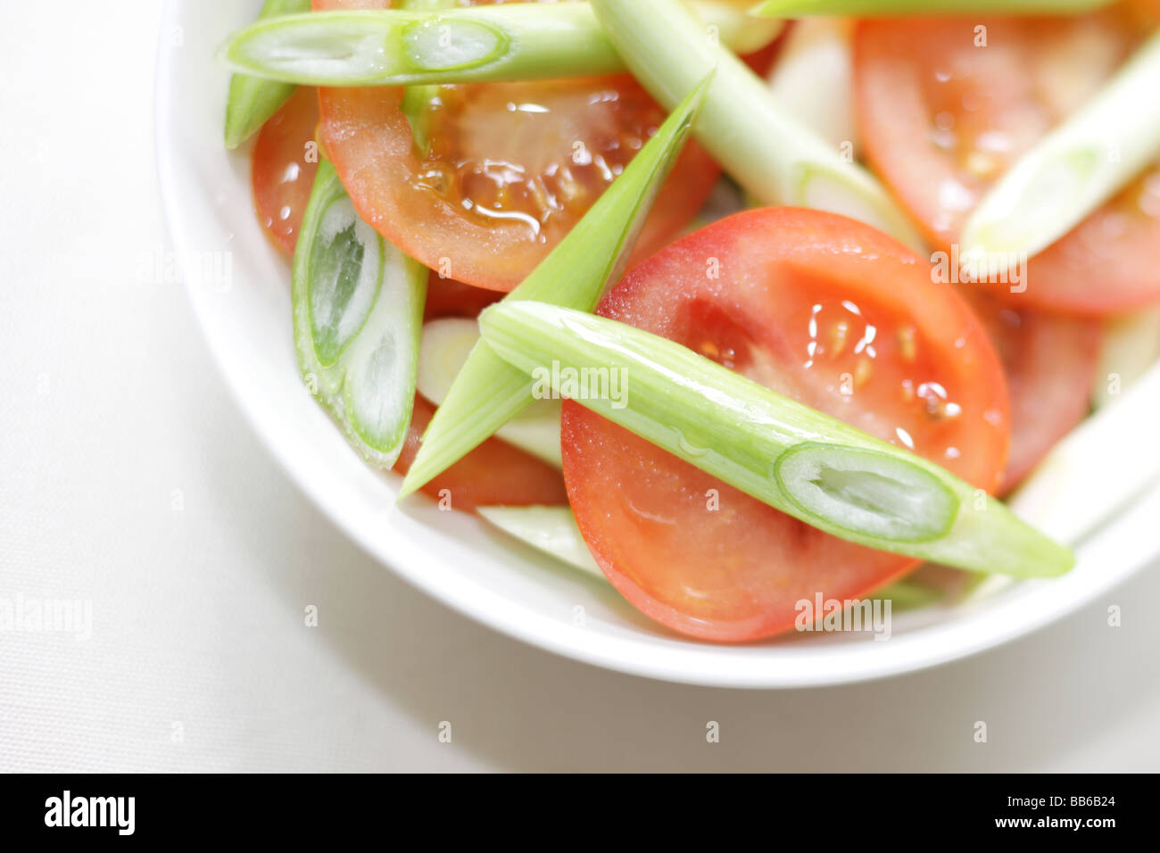 Slices of Tomato and Runner Beans Stock Photo - Alamy
