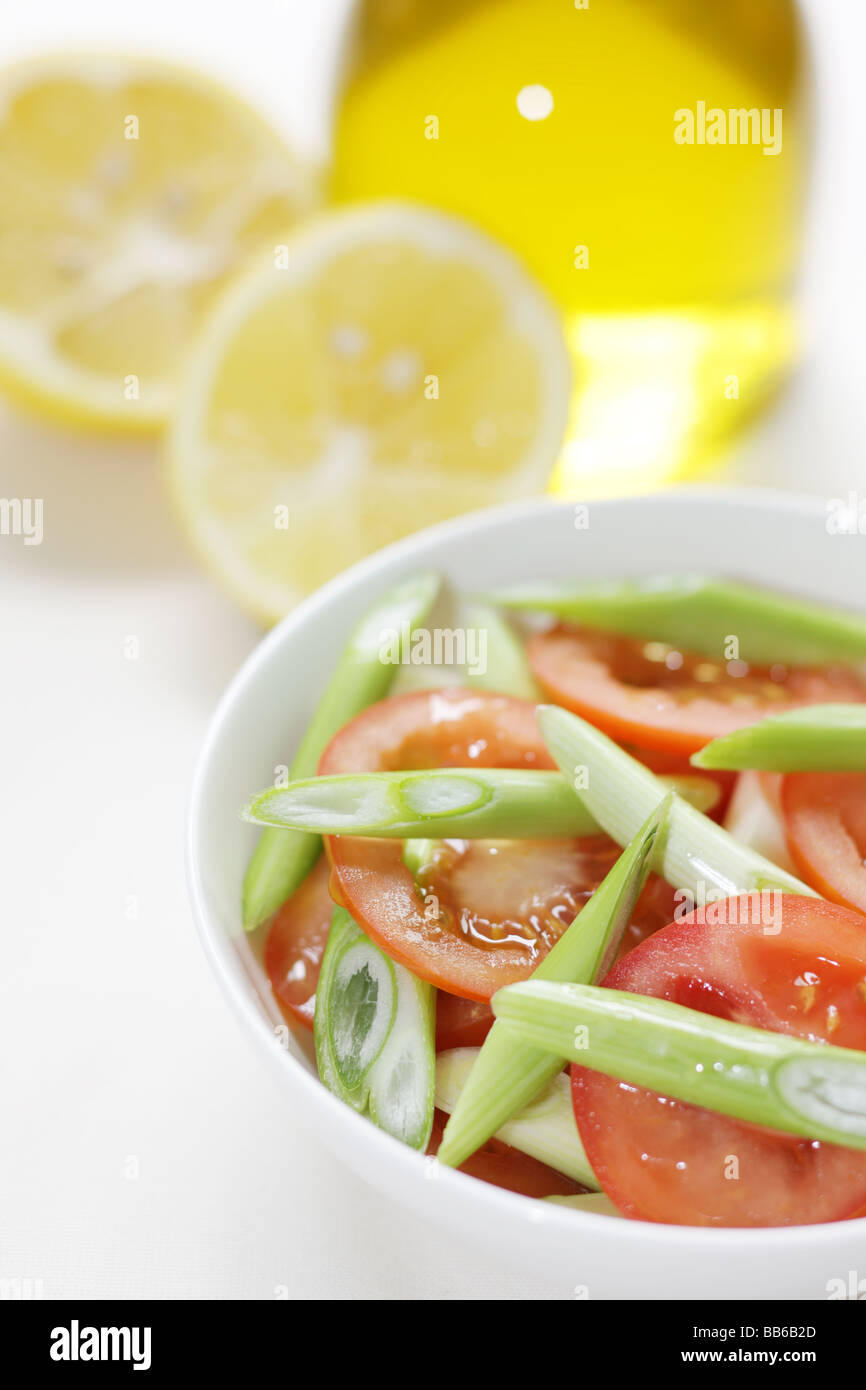 Slices of Tomato and Runner Beans Stock Photo - Alamy