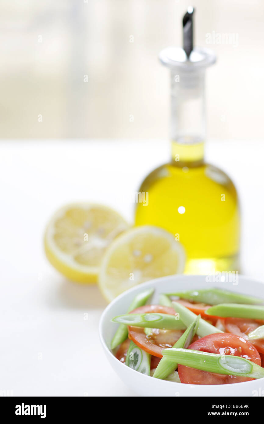 Slices of Tomato and Runner Beans Stock Photo - Alamy