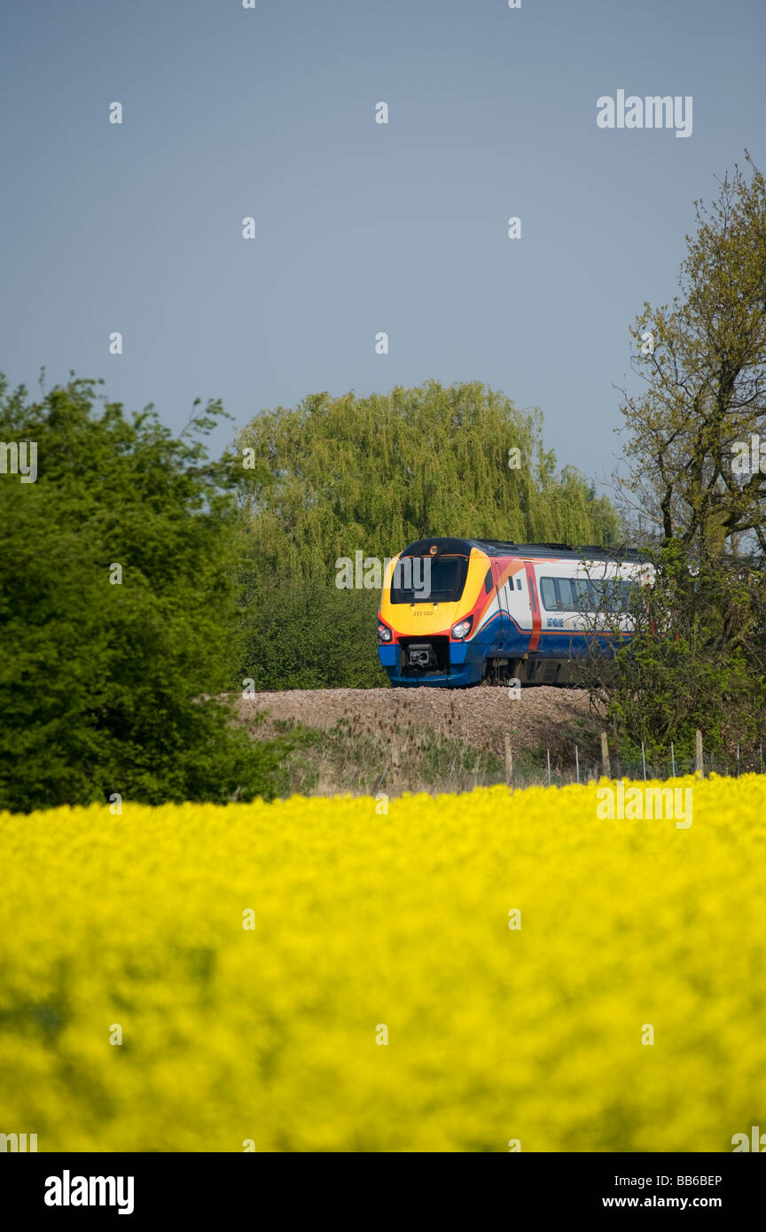 Class 222 high speed train in East Midlands Trains livery speeding past ...