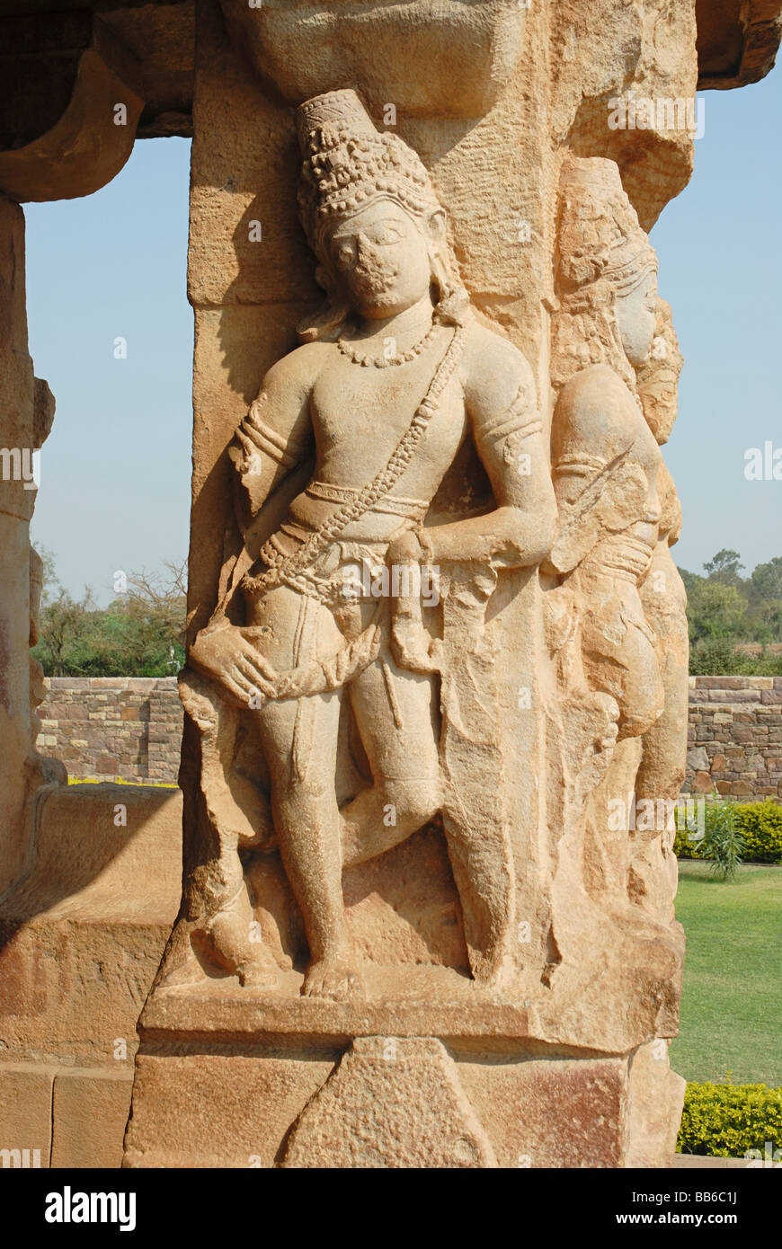 Aihole - Karnataka, Durga temple apsidal temple showing gaurdian figure ...