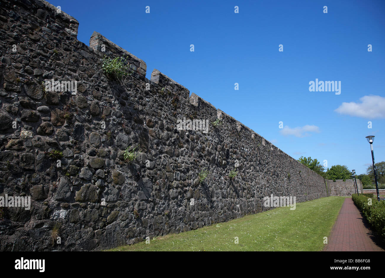 remaining section of the old medieval town walls of Carrickfergus ...