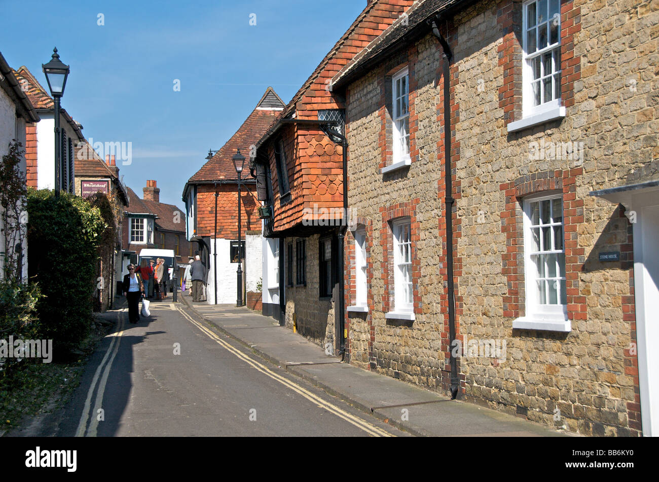 A street scene in Midhurst town in West Sussex Wool Lane Stock Photo ...