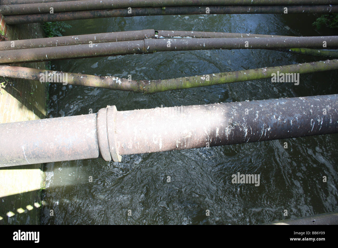 Tonbridge river pipes Stock Photo - Alamy