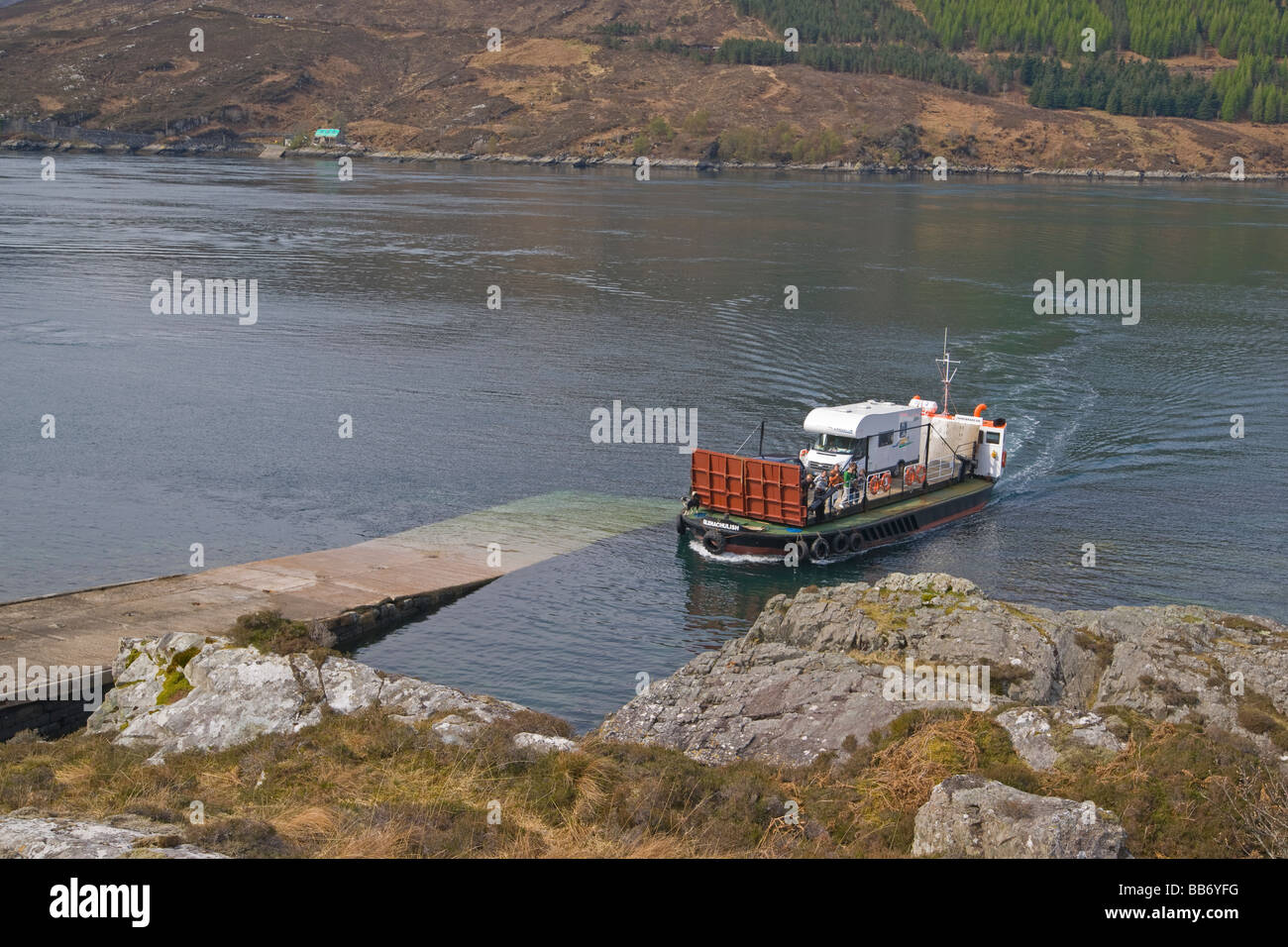 Kyle Rhea ferry to Skye Glenelg Lochalsh Highland region Scotland April ...