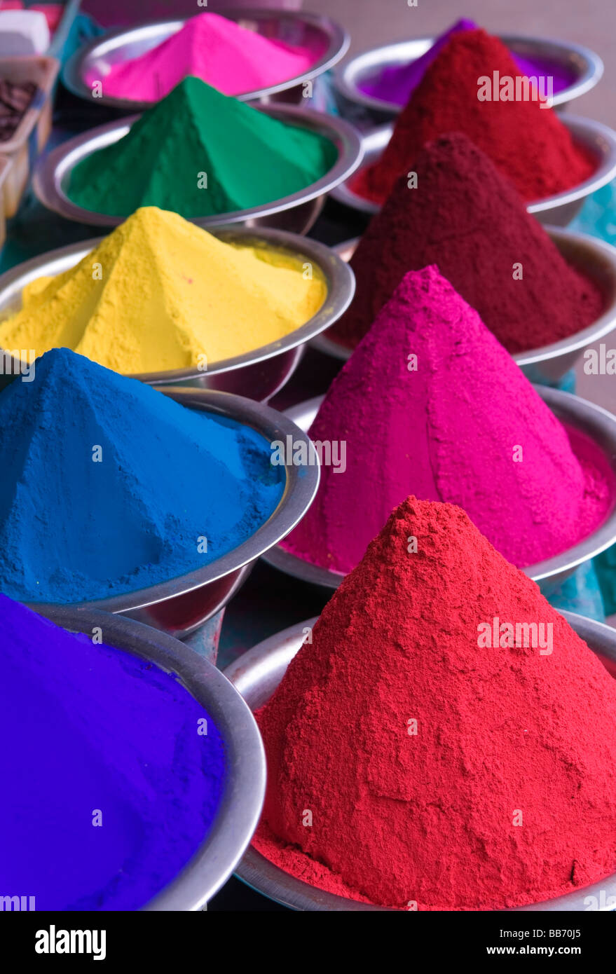 Coloured dye powders Devaraja Market Mysore Karnataka India Stock Photo ...
