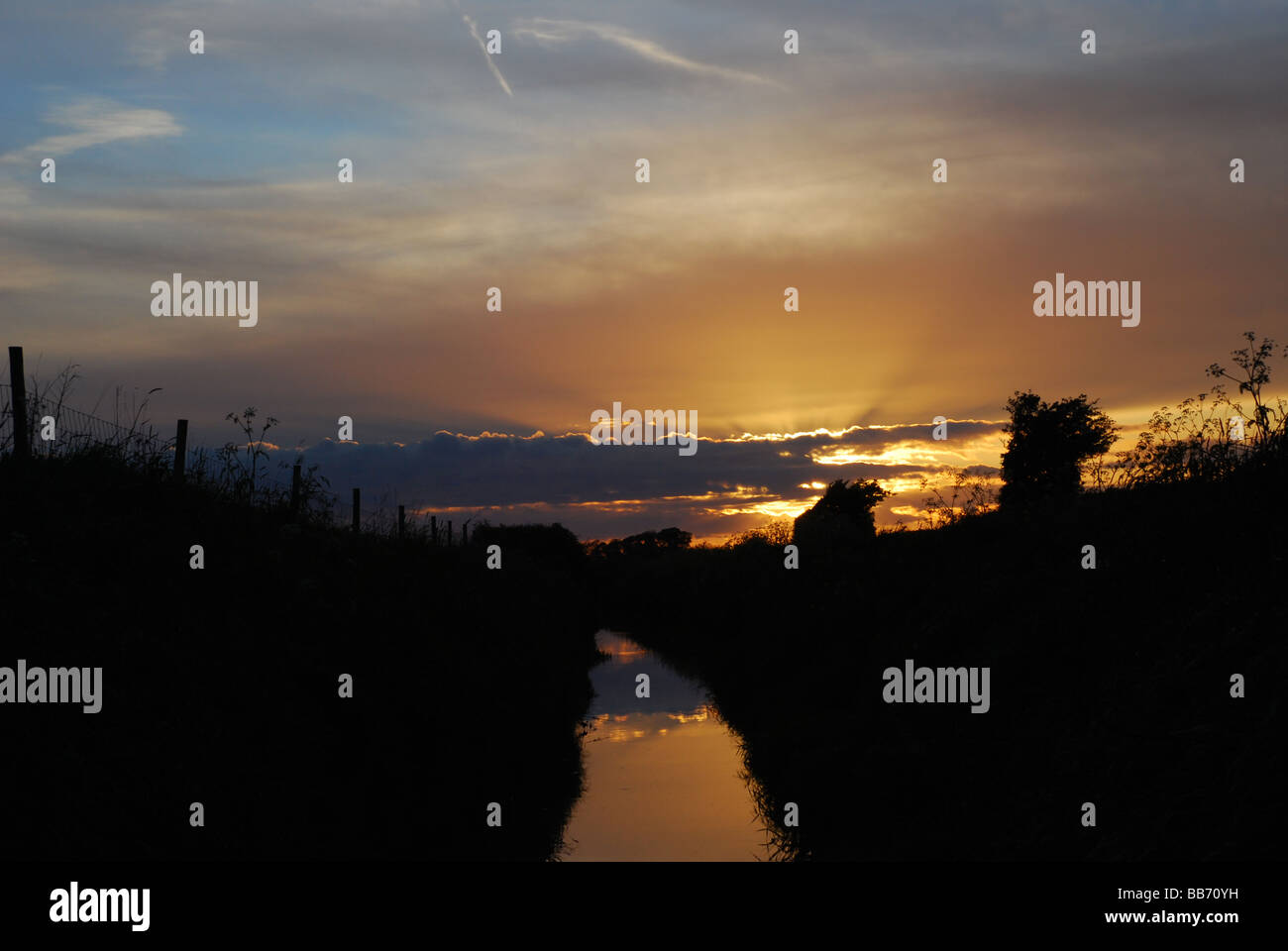 Reflections in a stream at sunset Stock Photo - Alamy