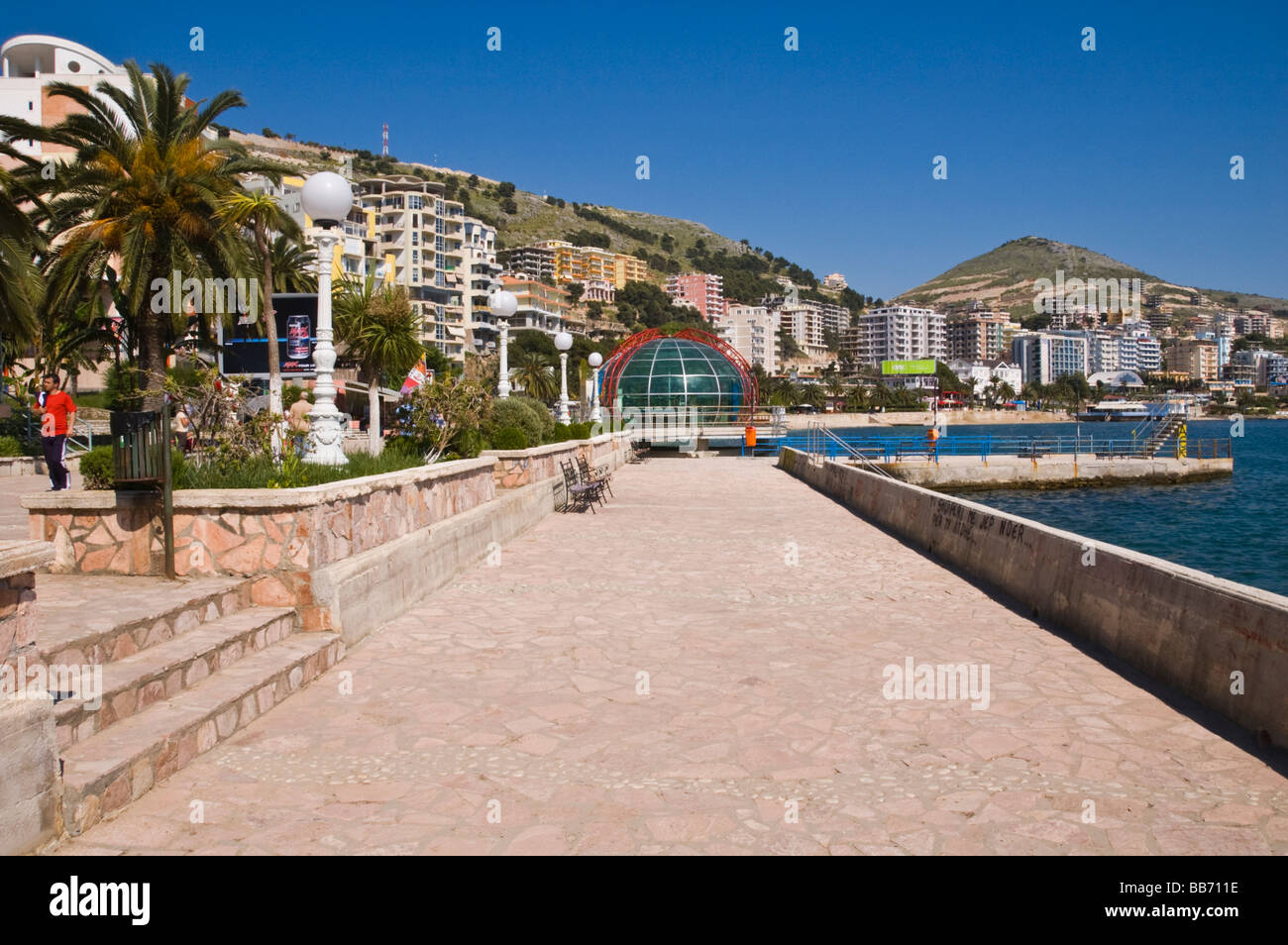 Seafront promenade in city of Saranda Republic of Albania a popular ...
