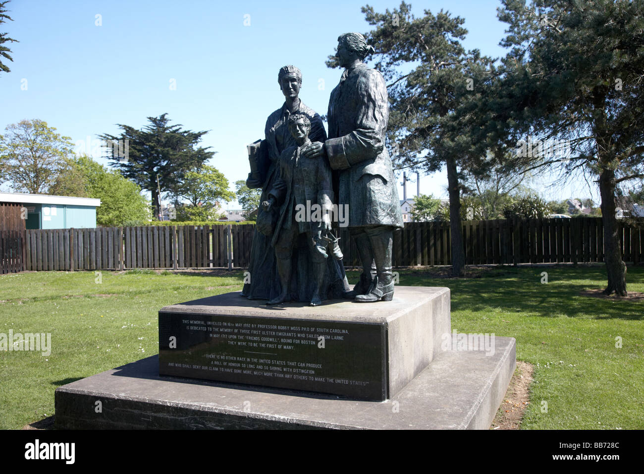 ulster american immigration statue in curran park in larne county ...