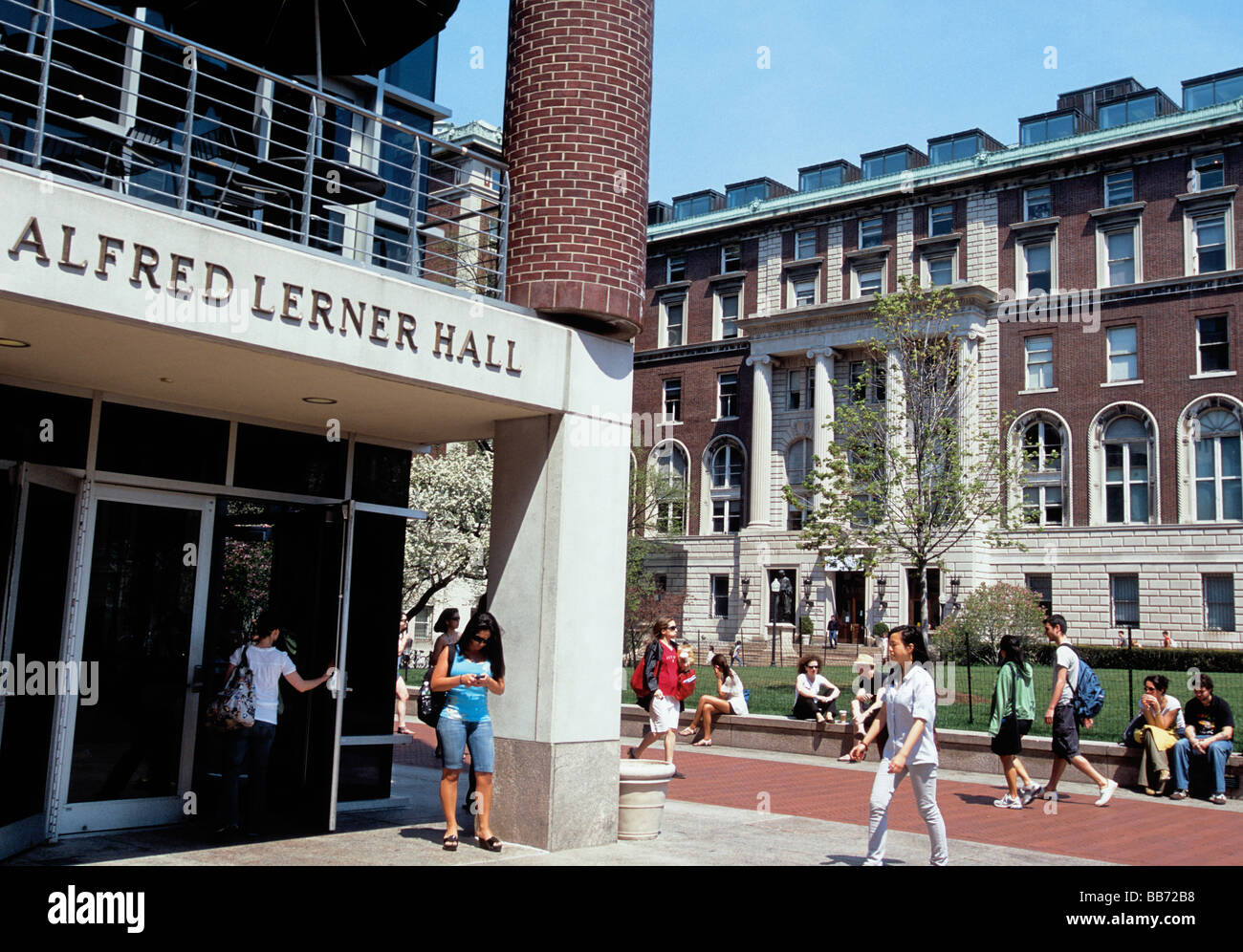 USA New York City Columbia University campus with students and Alfred ...