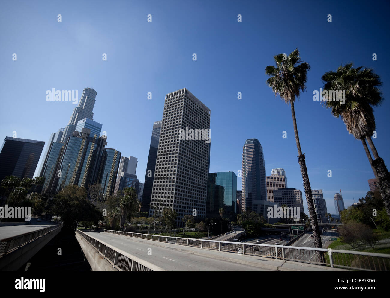 Modern office buildings in downtown Los Angeles, the central business ...