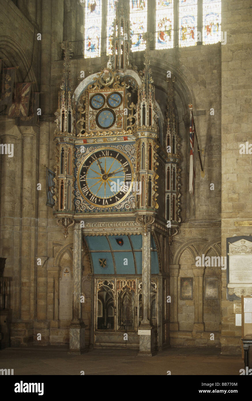 Durham Cathedral south transept clock Stock Photo - Alamy