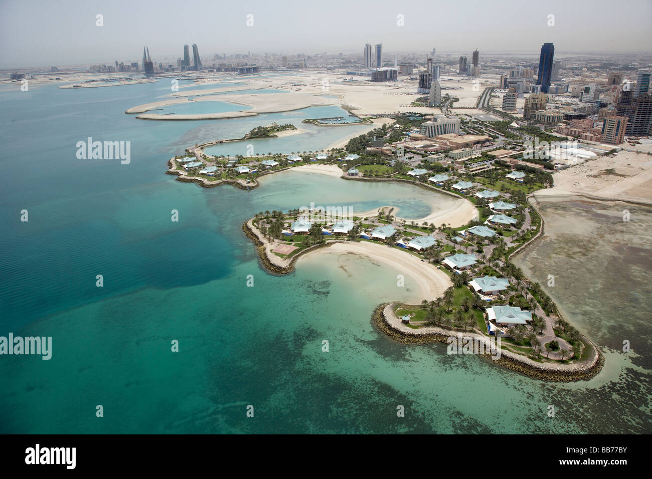 Aerial photograph of the Ritz Carlton Hotel and resort Manama Bahrain ...