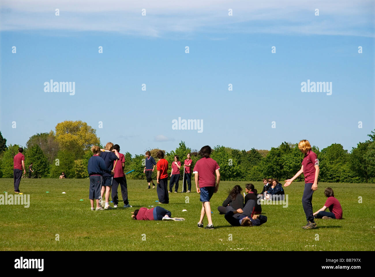 People playing ball game in The Regent's Park London England UK Stock ...