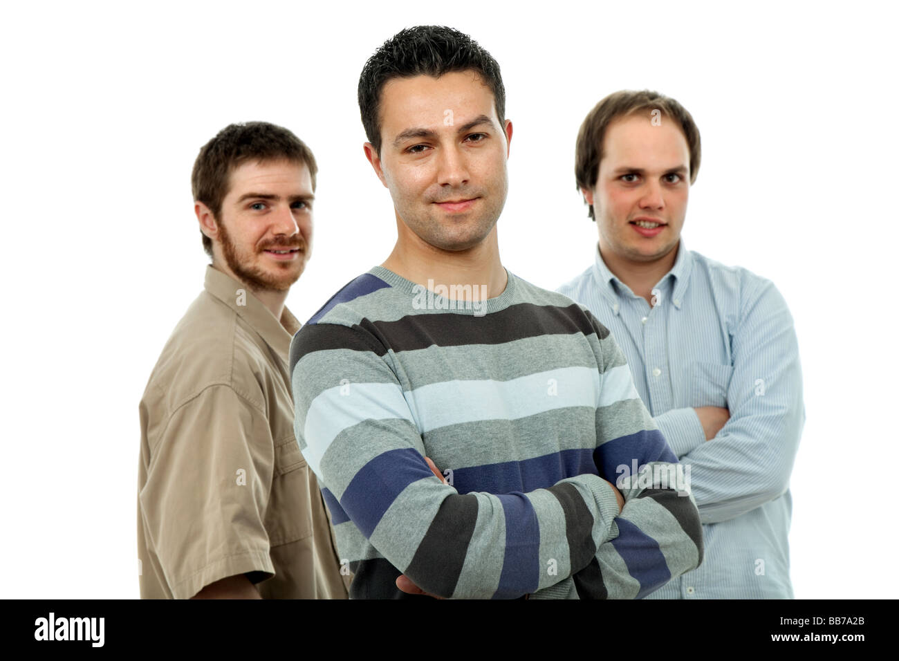 three casual men isolated on white background Stock Photo - Alamy