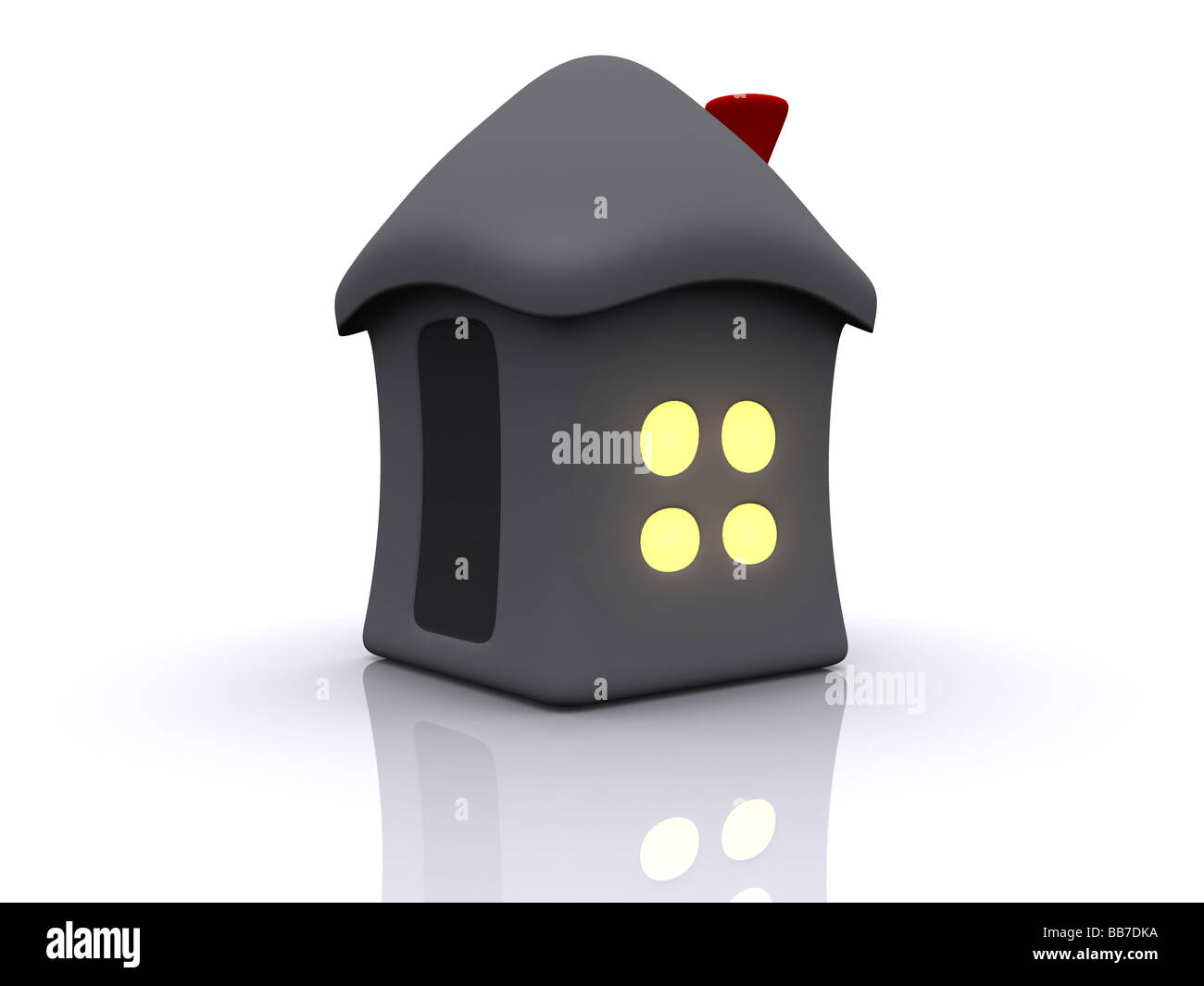 home with light in window 3d Stock Photo - Alamy