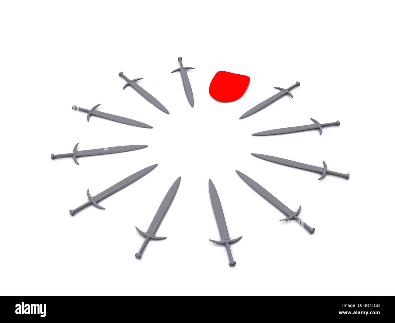 shields and swords leadership 3d Stock Photo - Alamy