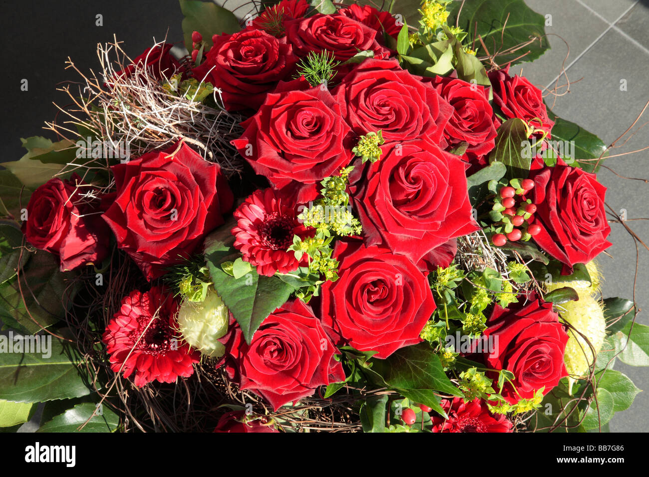 nature, plants, flowers, bunch of flowers with red roses Stock Photo ...