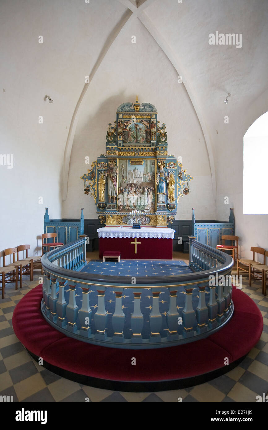Stubberup Altar. Ornate alter rail and detailed altar painting in this ...