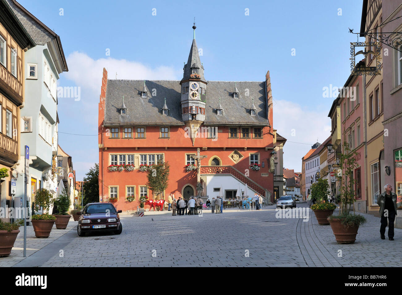 New Town Hall, built in 1515, Ochsenfurt, Franconia, Bavaria, Germany ...