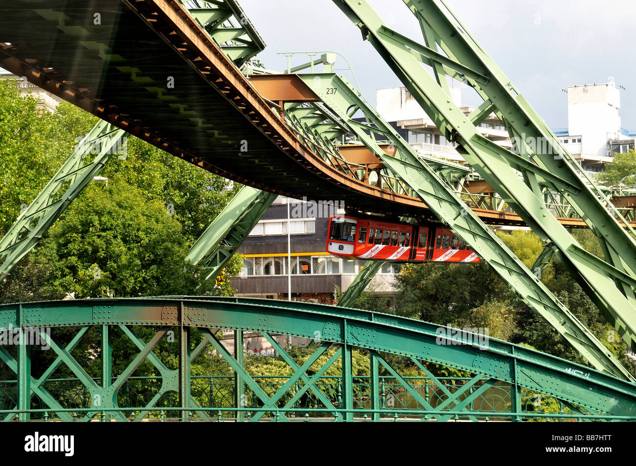 Wuppertal Schwebebahn, suspended monorail, Wuppertal, North Rhine ...