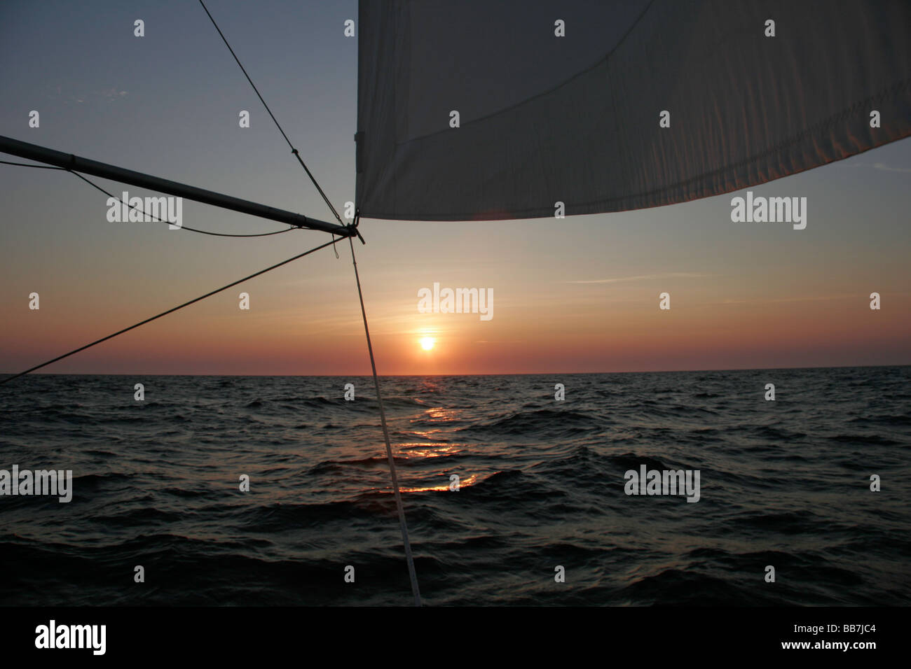 Sunset under jib Pole Stock Photo - Alamy