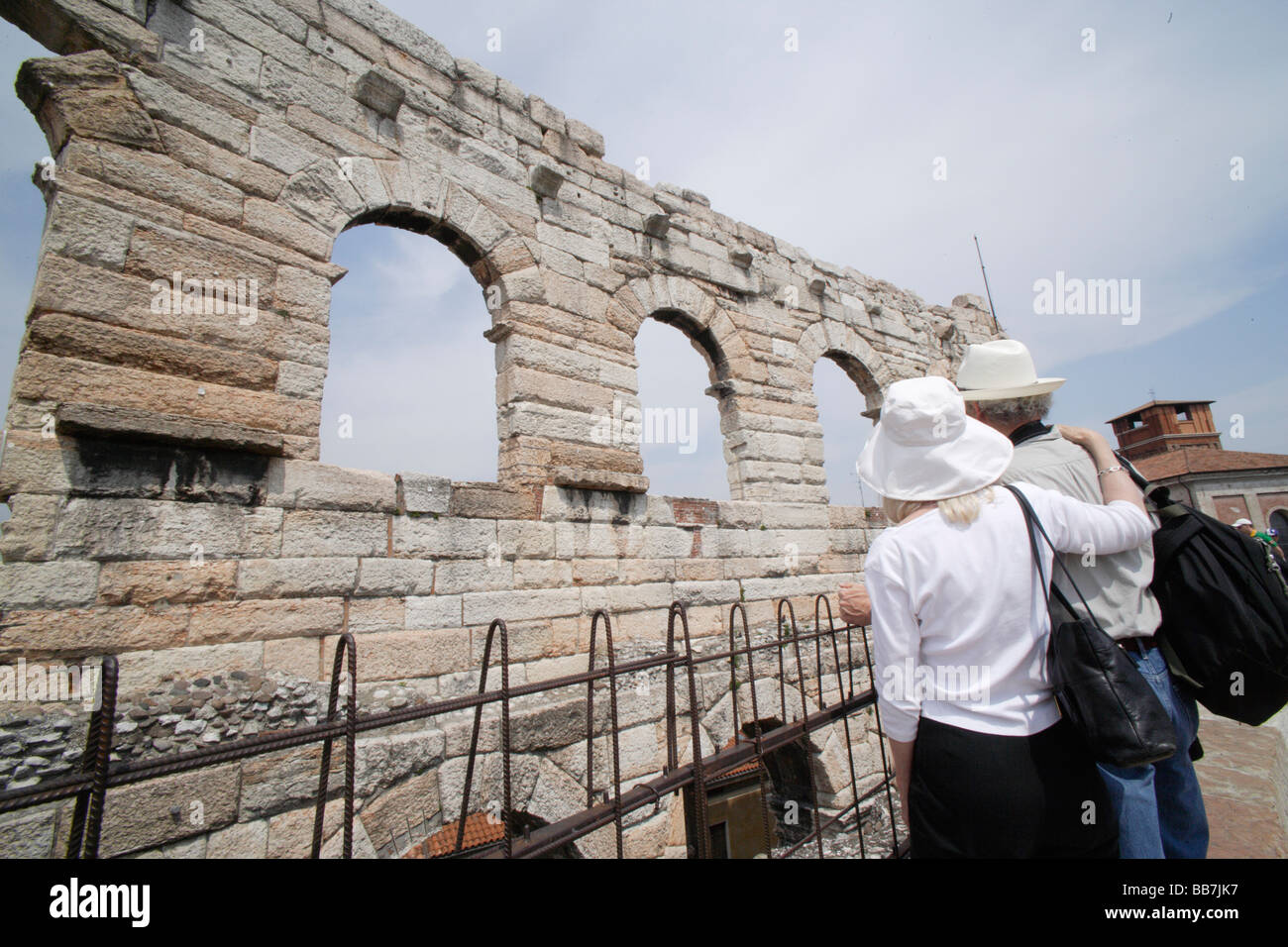 Arena amphitheater, archway, Roman architecture, tourists, Verona ...