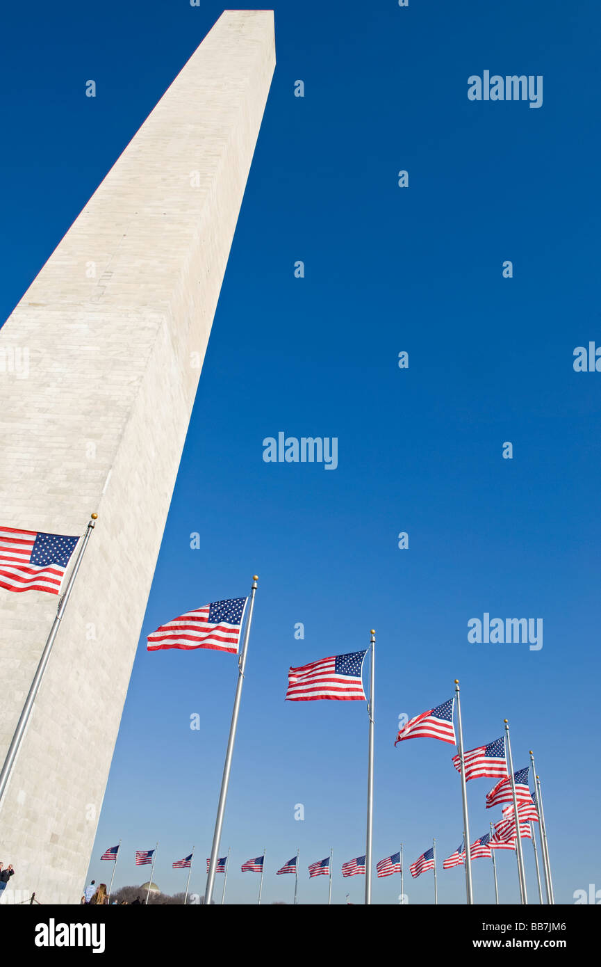 American flags in front of the Washington Monument, Washington DC Stock ...