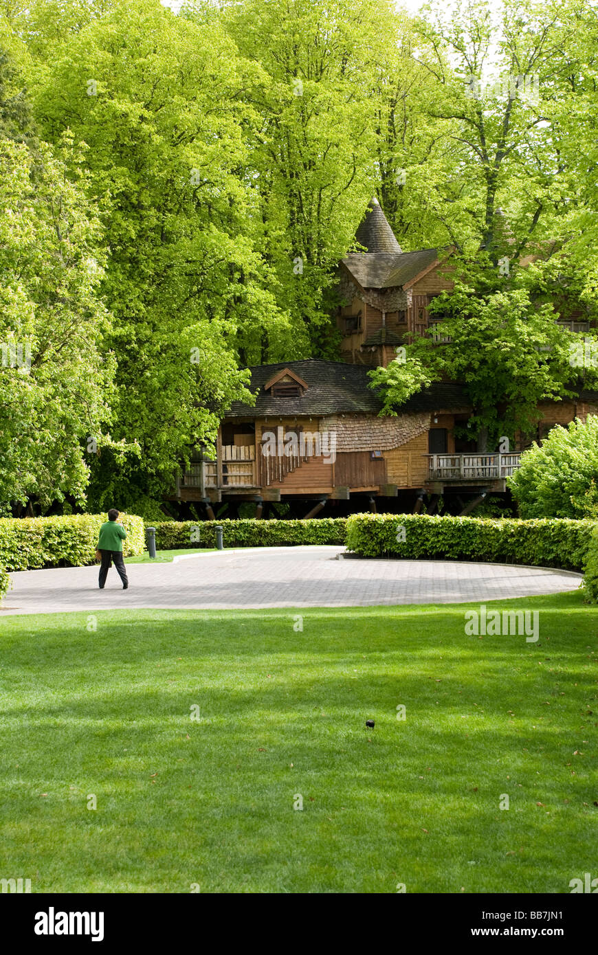 Alnwick Gardens famous tree house, Northumberland Stock Photo - Alamy