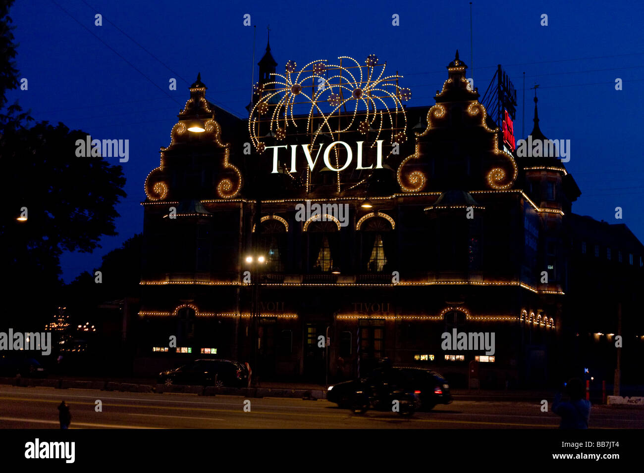 Tivoli Lights. Lights outline the entrance pavilion at Tivoli Gardens ...