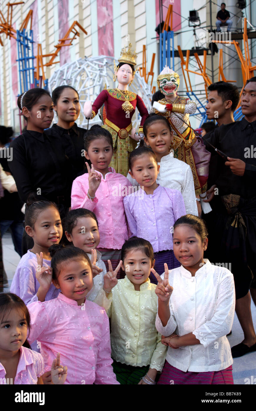 Thai children posing with traditional Thai puppet , Culture festival at ...