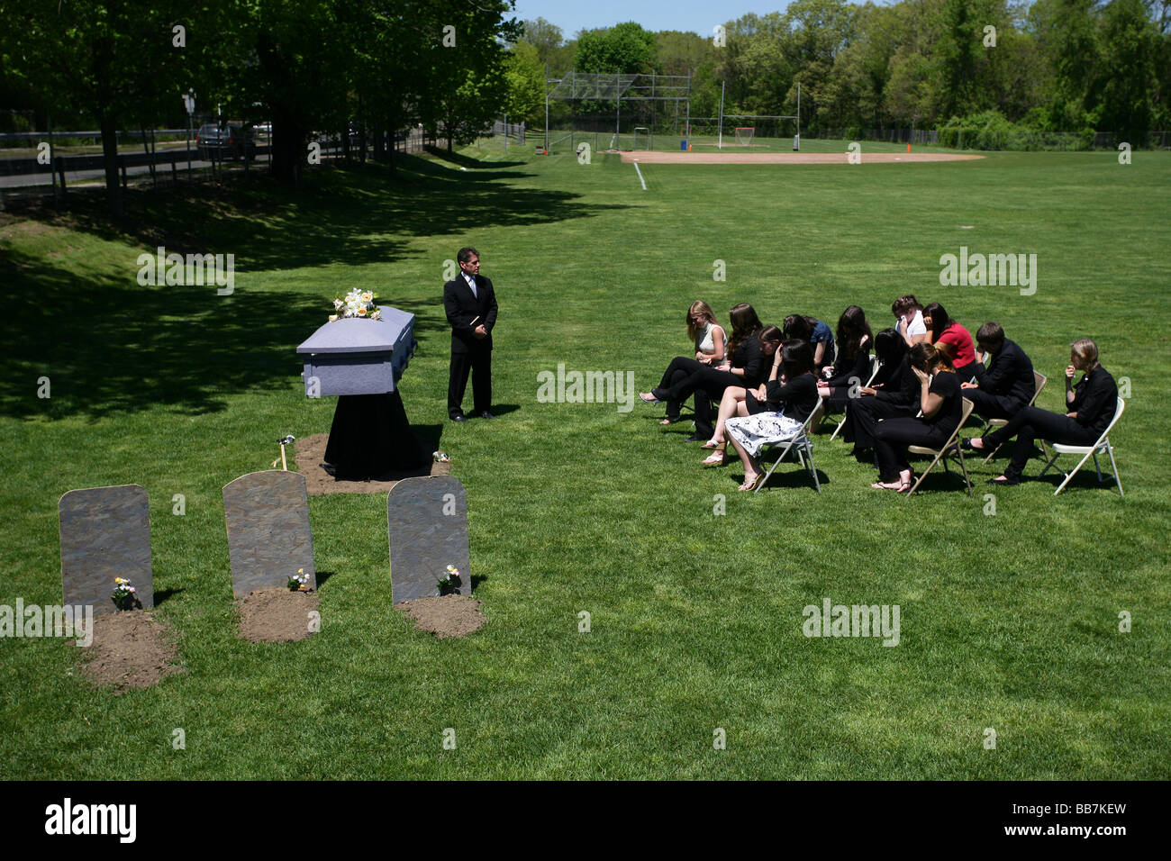 A mock funeral at a high school teaching teens the dangers of drunk ...