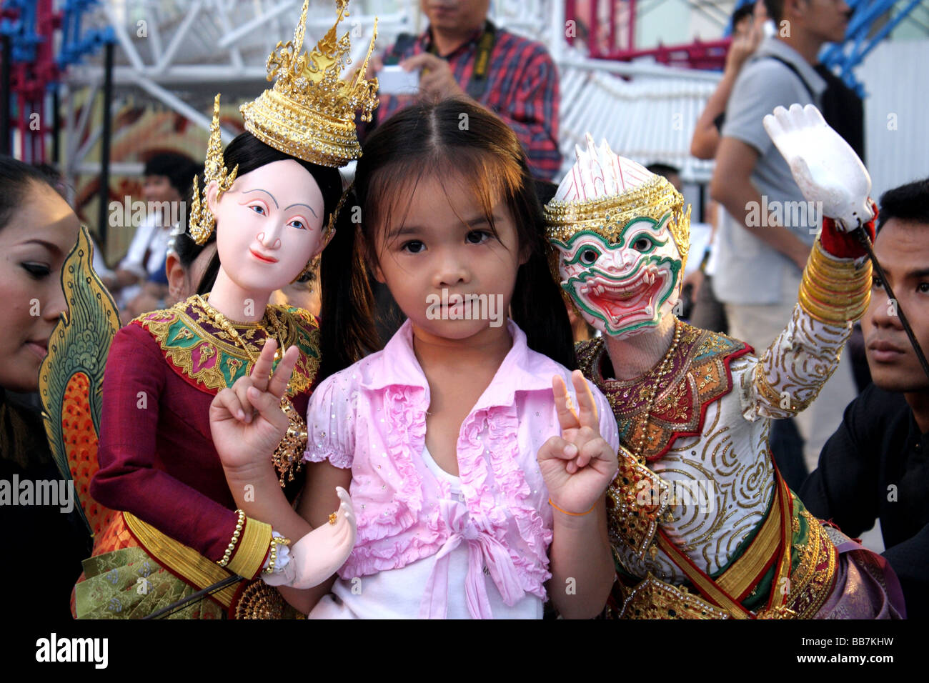 Thai children posing with traditional Thai puppet , Culture festival at ...