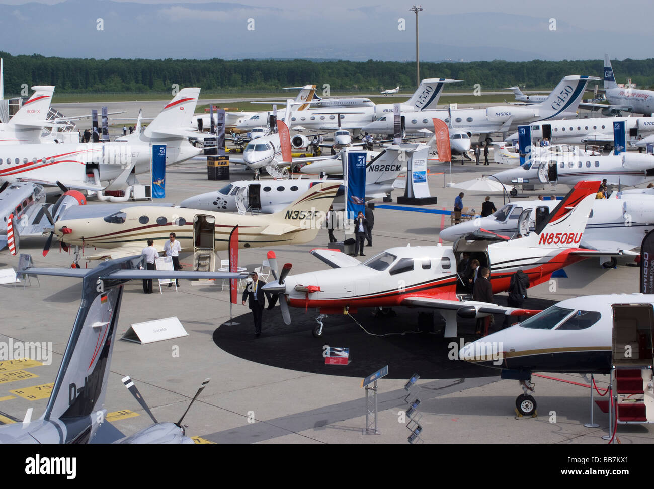 Business Jets at EBACE Aircraft Trade Show at Geneva Airport ...