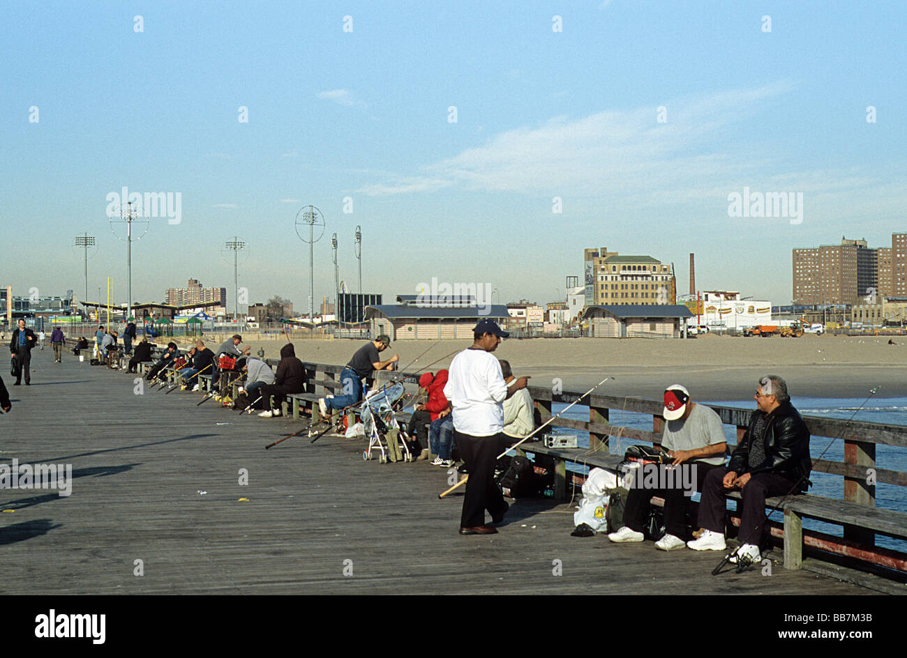 New York, Coney Island, fishing from the pier Stock Photo - Alamy