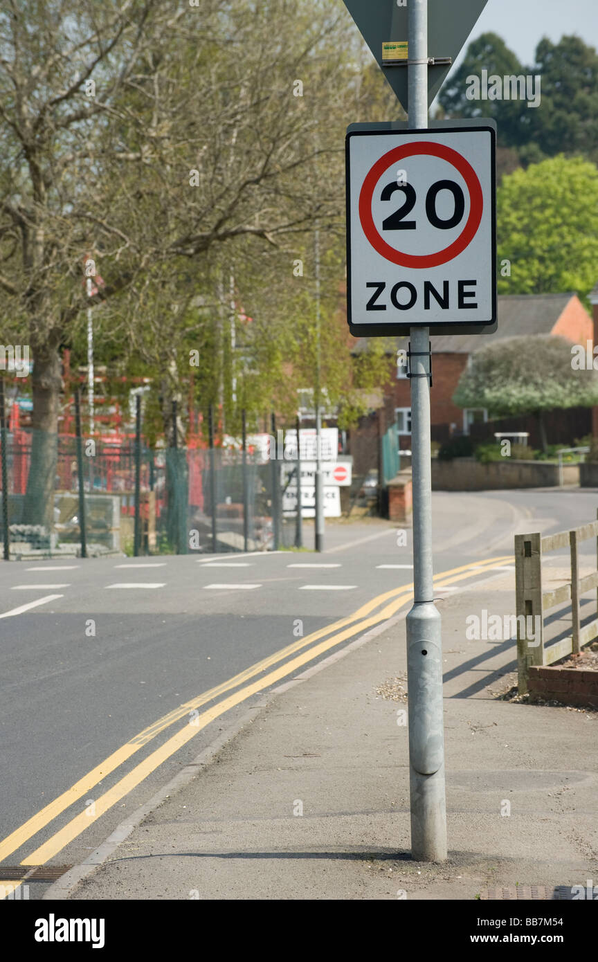 Road sign showing that traffic is entering a 20 mph zone in a town in ...