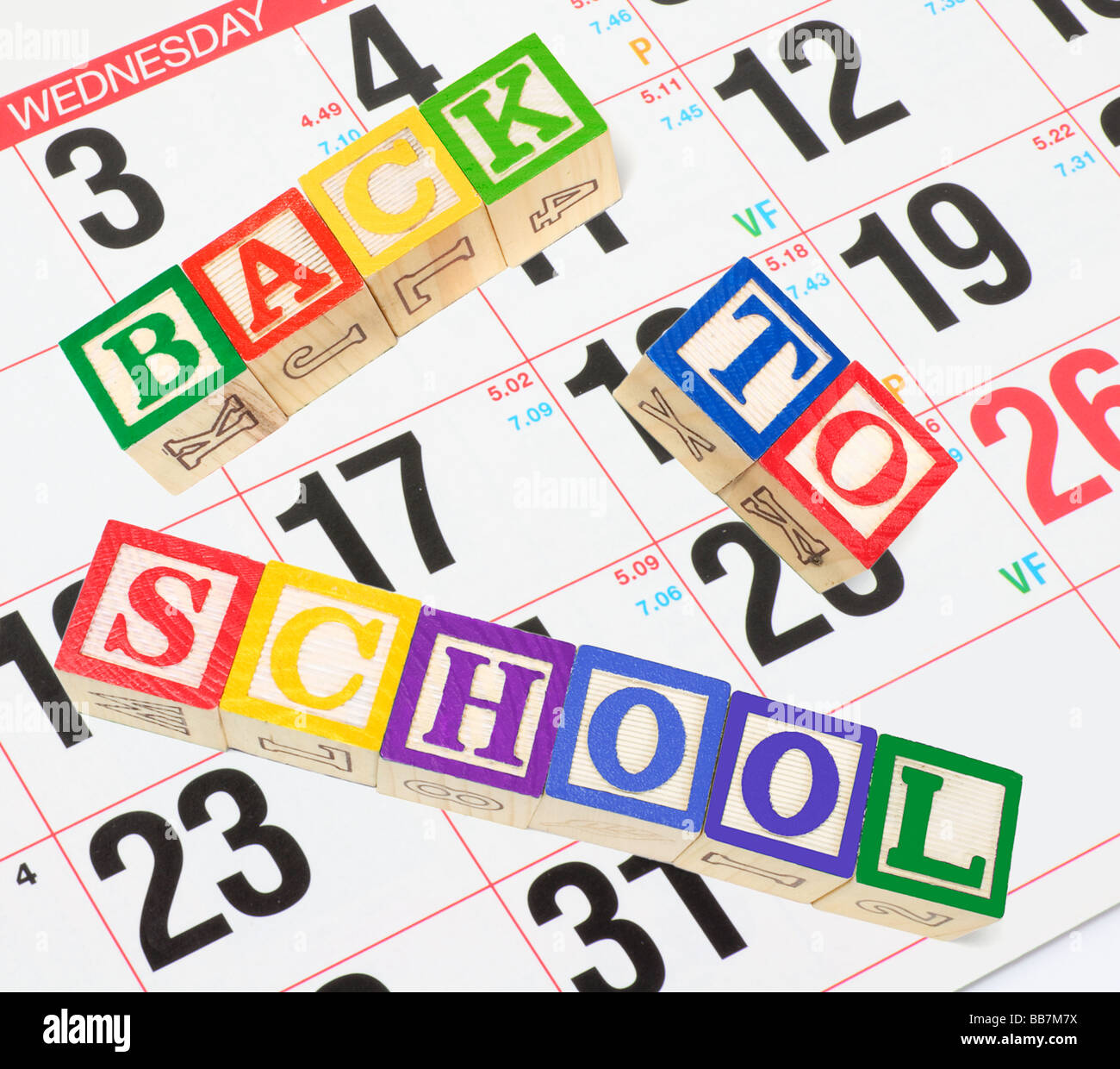 Back to School and Calendar Stock Photo - Alamy