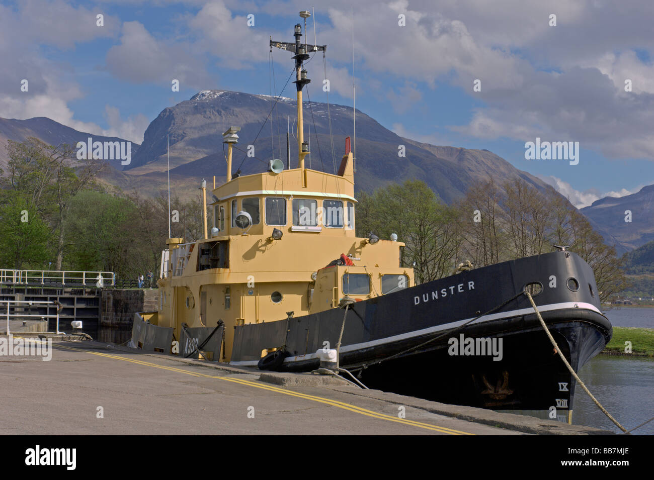 Caledonian Canal at Corpach Ben Nevis to rear Fort William Highland ...