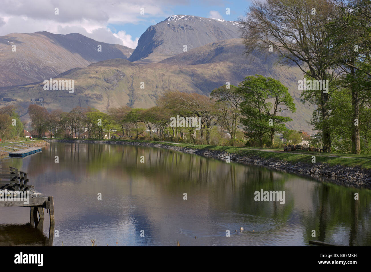 Caledonian Canal at Corpach Ben Nevis to rear Fort William Highland ...