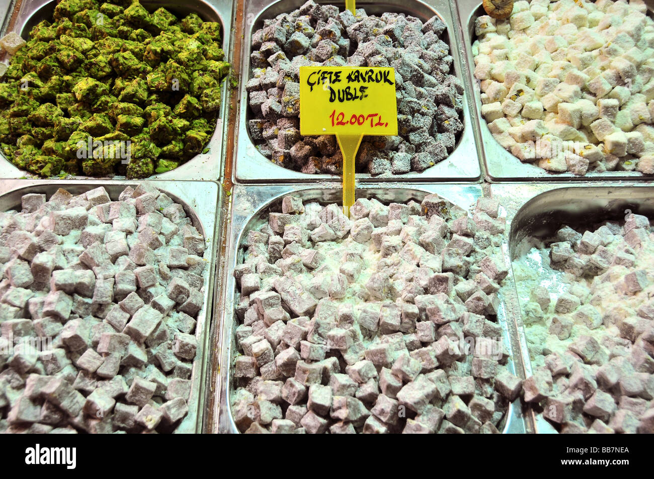 Turkish Delight for sale at the Egyptian Spice Bazaar, Istanbul, Turkey ...