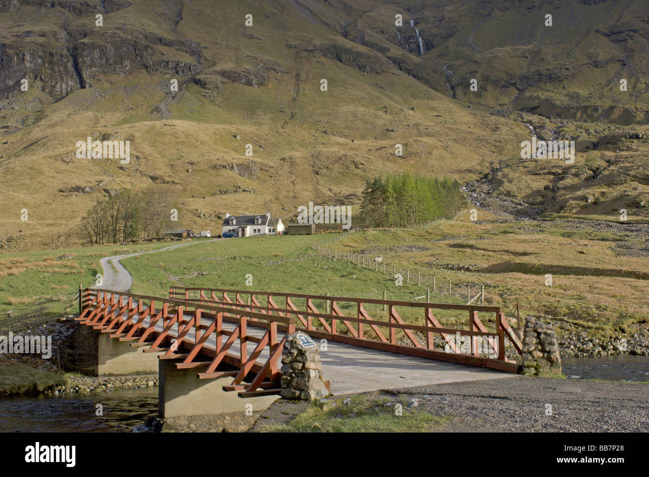 Bridge over River Coe flowing through Glencoe Highland Region Scotland ...